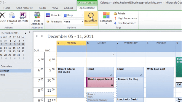 How to effectively use the calendar in Outlook 2010
