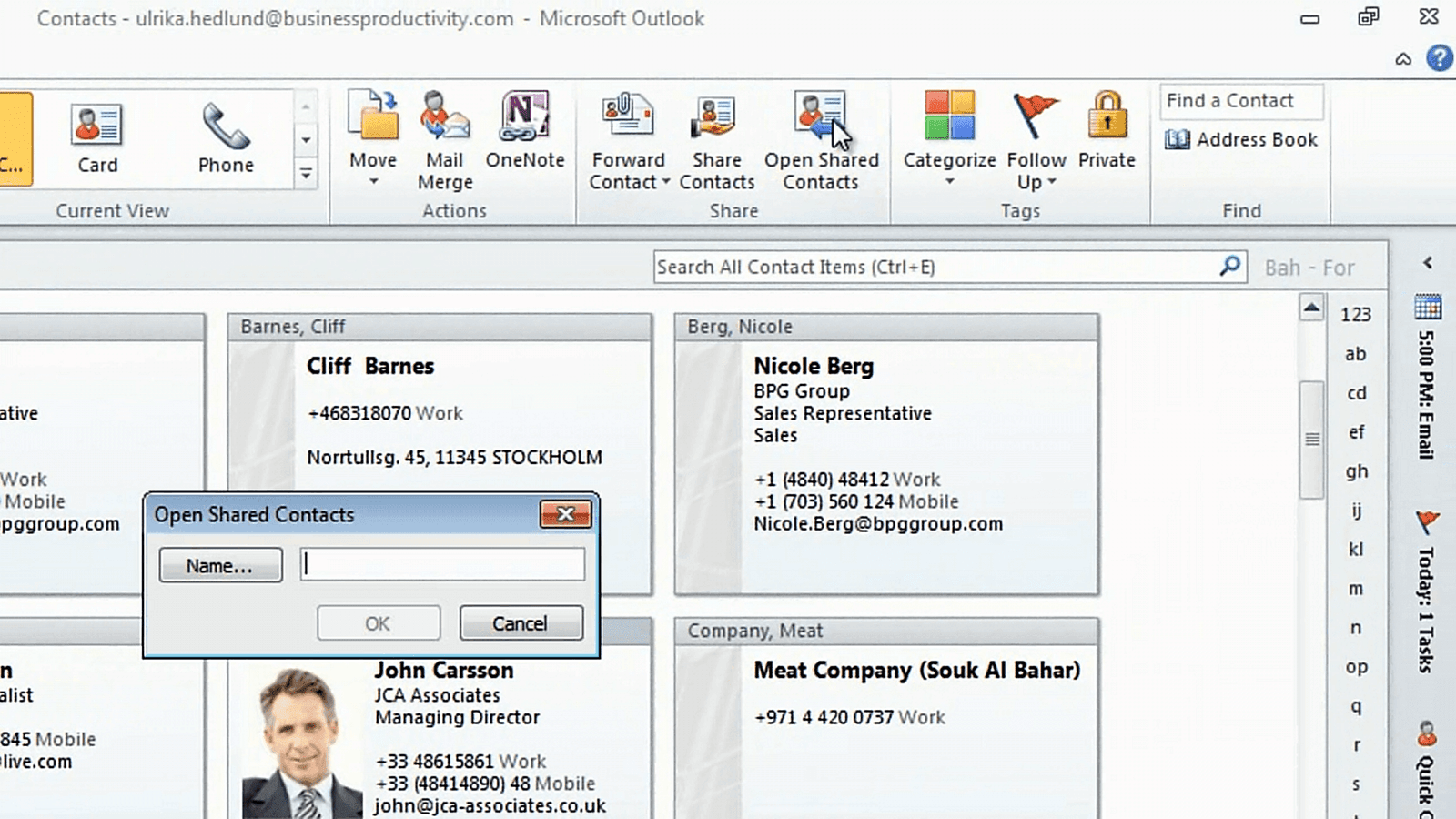 Work effectively with your contact directory in Outlook 2010