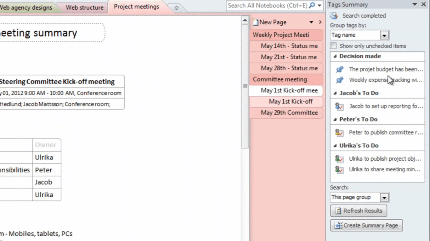Take effective meeting minutes in Microsoft OneNote 2010
