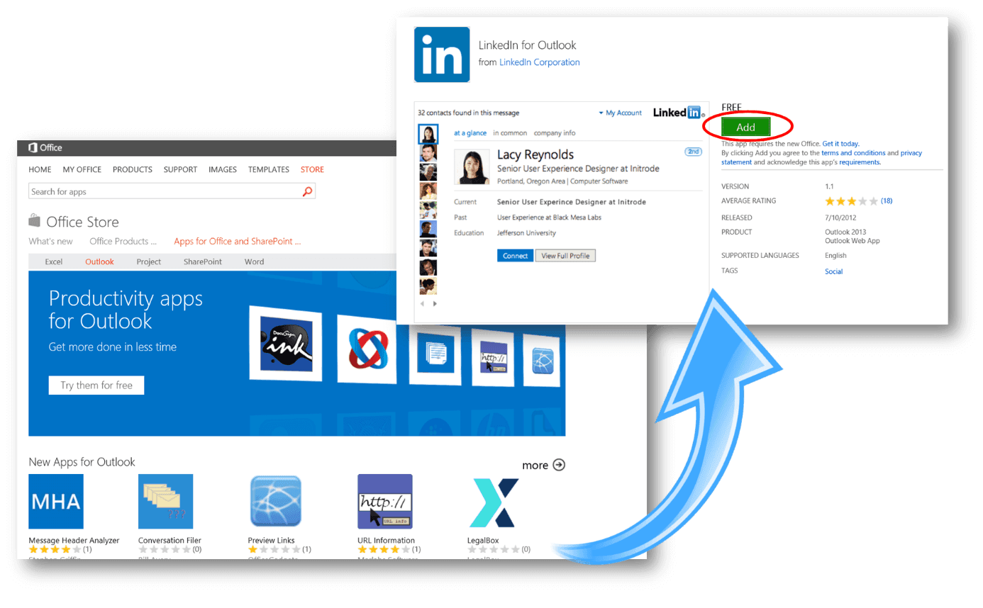 A richer LinkedIn integration with Outlook 2013