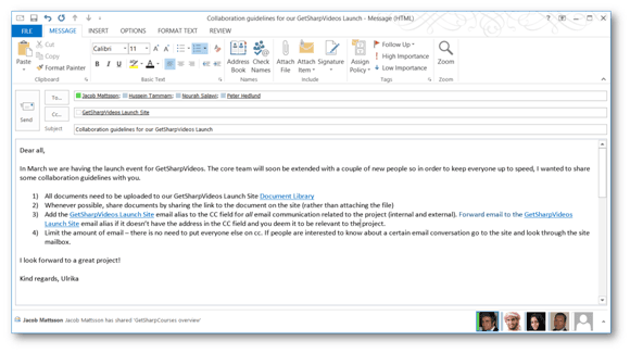 How to effectively use a Site Mailbox in SharePoint 2013?