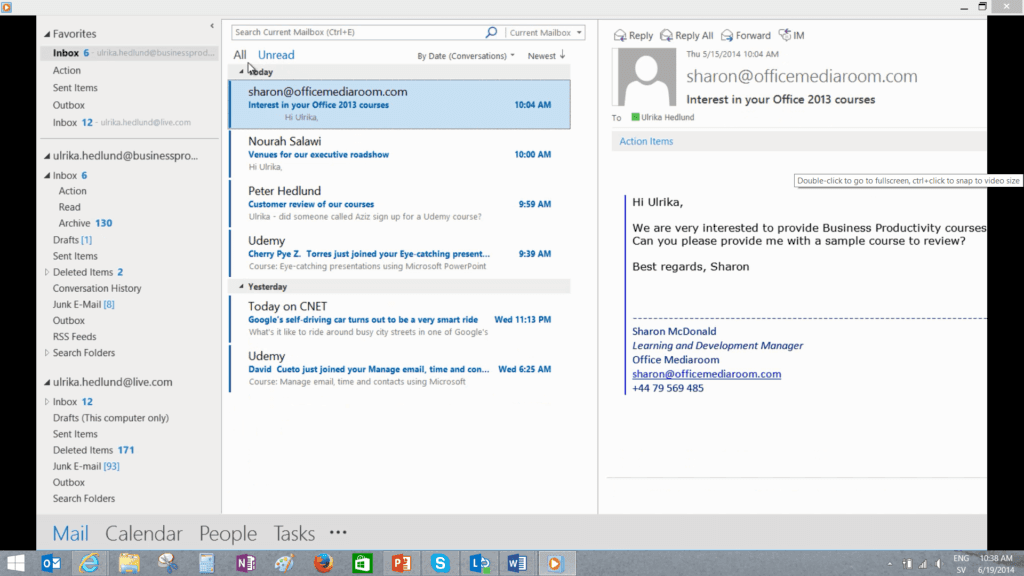Highlights of Outlook 2013