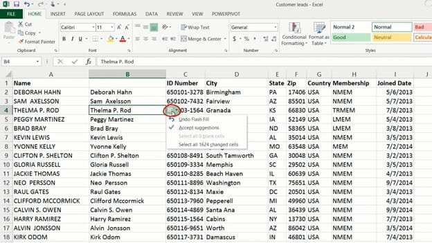 How to use Flash Fill in Excel 2013